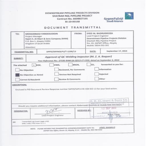 Aramco Approval | PDF