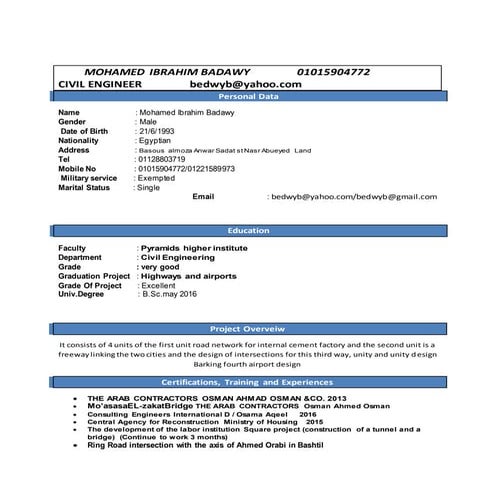 MOHAMED IBRAHIM BADAWY CV | DOCX