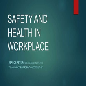 SAFETY AND HEALTH IN WORKPLACE - presentation | PPTX