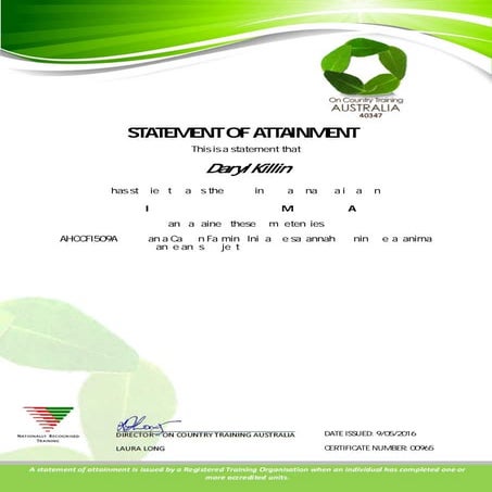 AWARD_Statement_of_Attainment OCTA | PDF