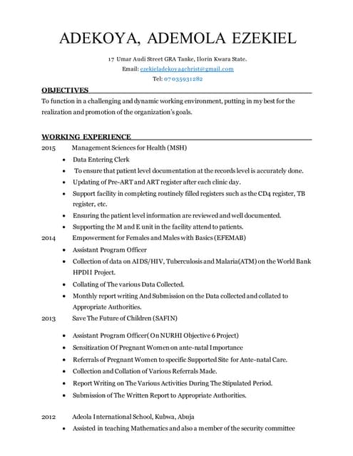 ijegwen cv current | RTF | Business | Business and Finance