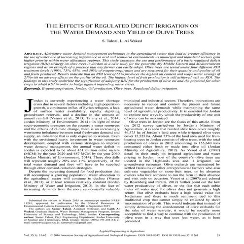 Deficit irrigation Laith | PDF