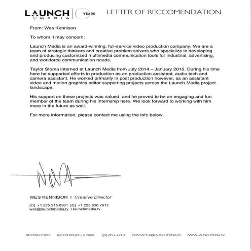 Letter Of Rec_Launch Media | PDF