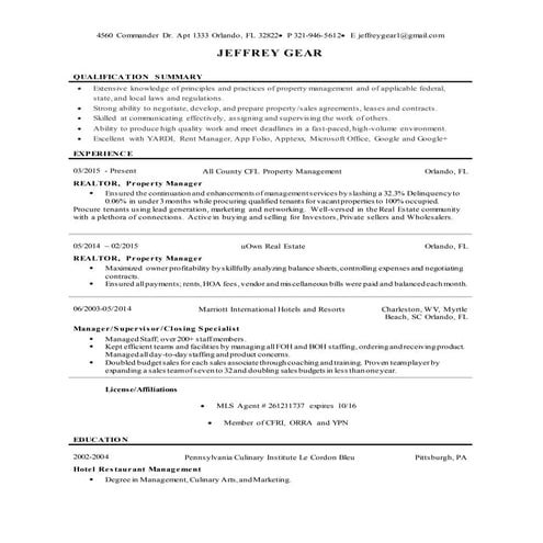 JEFFREY GEAR RESUME revised 2016 | DOCX
