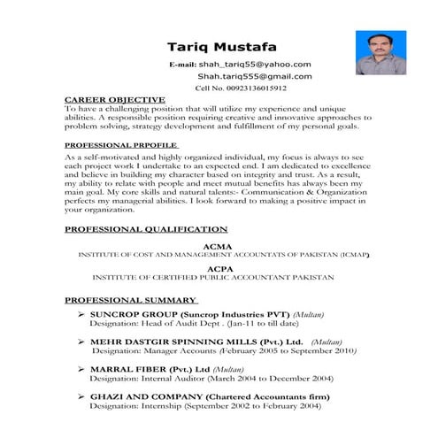 Resume (Tariq Mustafa) | DOC
