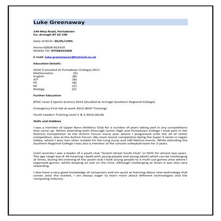 Luke Greenway CV | PDF