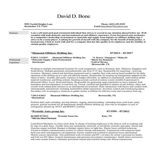David Bone Resume | DOC