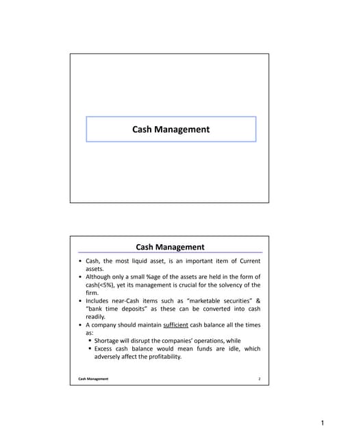Cash management model | PPTX | Business Accounting & Finance | Business