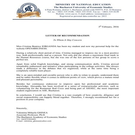 Reference Letter_Cristina_Iorganda_ASE | PDF