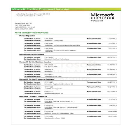Nick Miletic - Microsoft Transcript | PDF