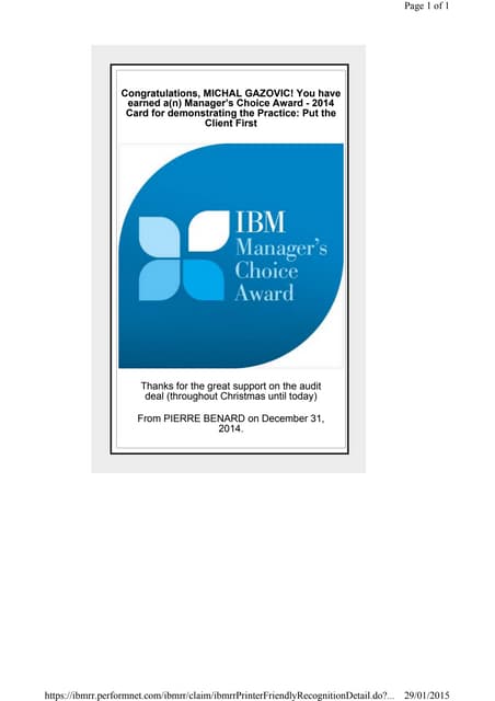 Ibm Recognition Award Pdf