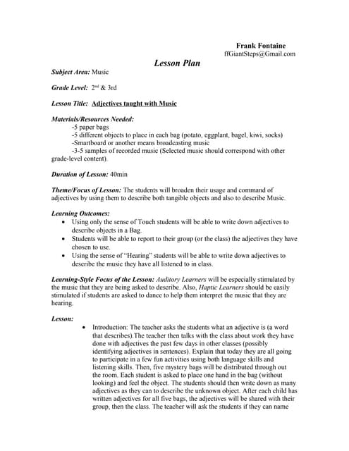 Personal information lesson plan and flash card | PDF