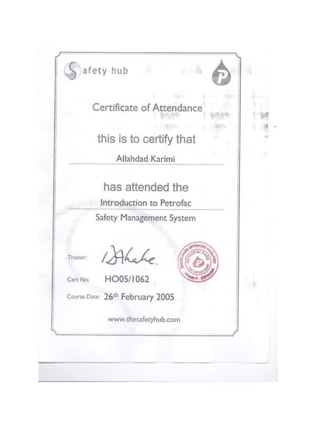 petrofac certificate | DOCX