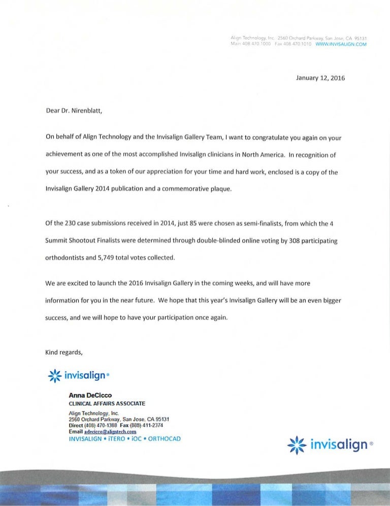 Invisalign Letter Gallery Dr. N