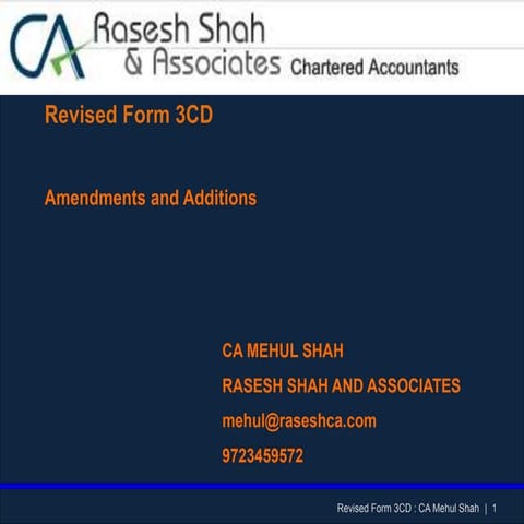 Revised Form 3CD presentation | PPT