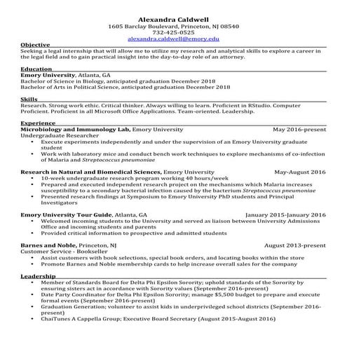 Alexandra Caldwell Resume 2017 | PDF