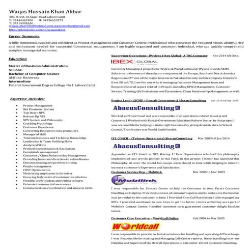Waqas Hussain Khan Akbar Updated Cv 1 Pdf
