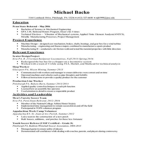Michael Backo Resume | DOCX
