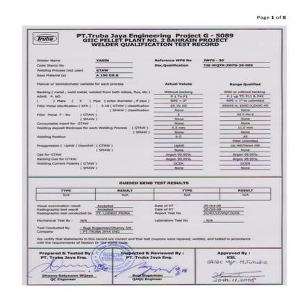 Records of Test Welding | PDF