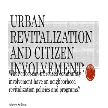 Urban Revitalization and Citizen Involvement Presentation | PPTX