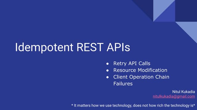Idempotent Rest Apis Ppt