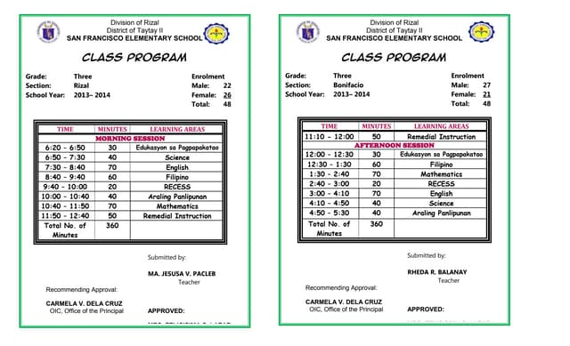 JHS Consolidated Class Program Sep. 2023 | PDF | Education industry ...