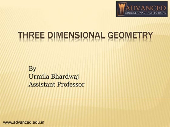 Three Dimensional Geometry(Class 12) | PPTX