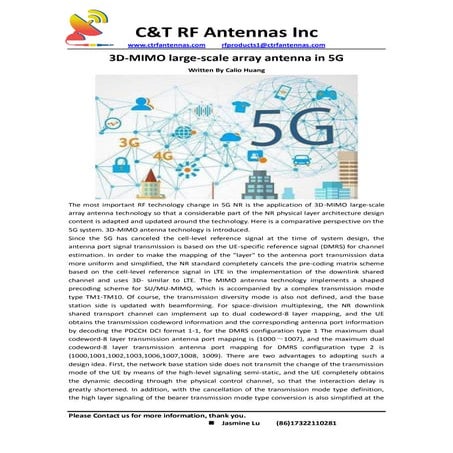 3D MIMO large-scale array antenna in 5G - C&T RF Antennas Inc | PDF