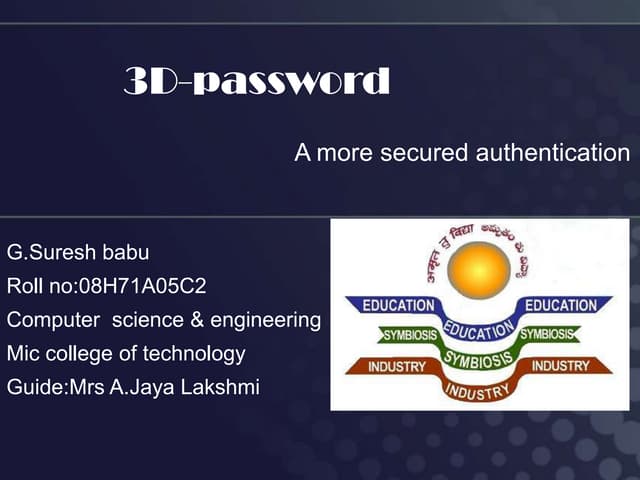 3d Password By Suresh Pptx 3 D Graphics Computer Software And Applications