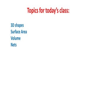 FS Maths Level 2 - April 22, 2023 (Nets, 3D shapes surface area and ...