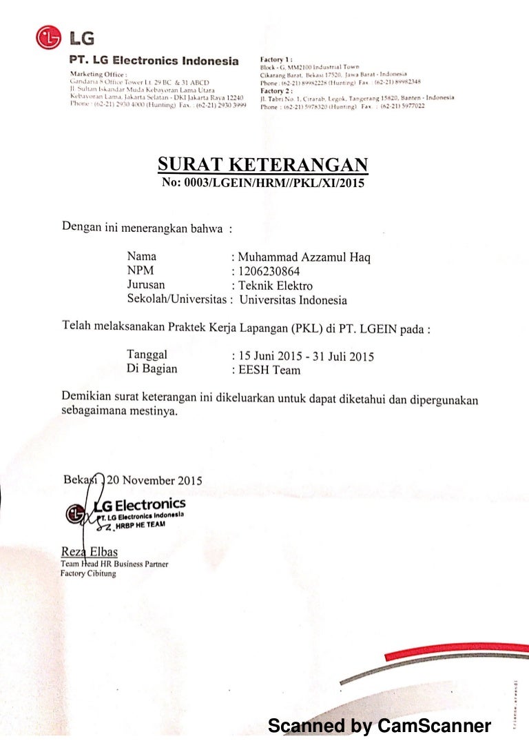 Surat Keterangan KP