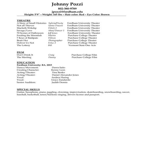 New Acting Resume-4 | PDF
