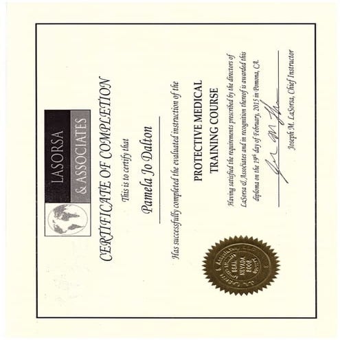 Lasorsa Protective Medical Training Certificate | PDF