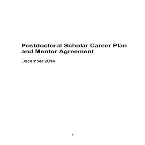 Postdoc Plan and Mentor Agreement | DOCX