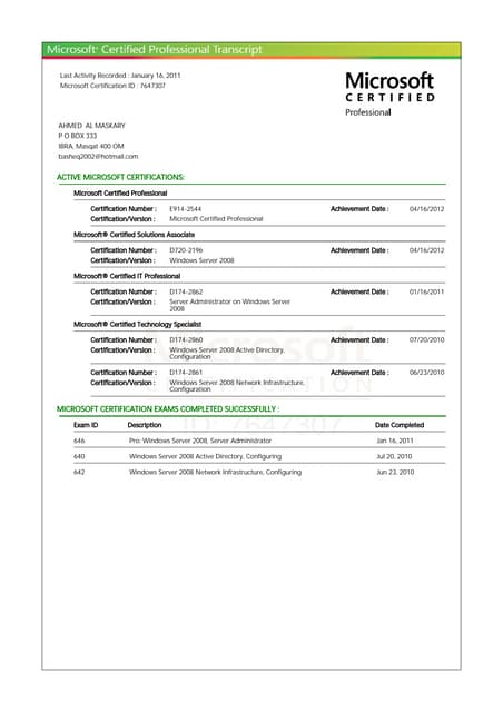 MS_Learning_Transcript.PDF | Computing | Technology & Computing