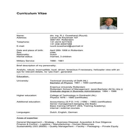Curriculum Vitae (English) RJ Ouwehand | ODT