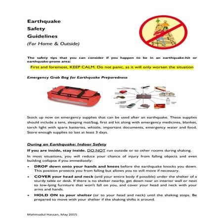 Earthquake Safety Guidelines | PDF