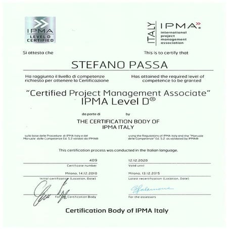 Certificazine IPMA-D | PDF