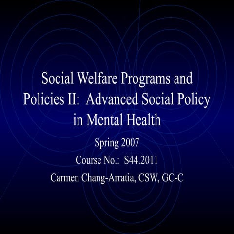 Social Welfare Programs and Policies II Course I | PPT