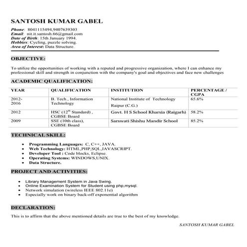 santosh resume | PDF