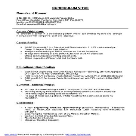 Ramakant resume | PDF