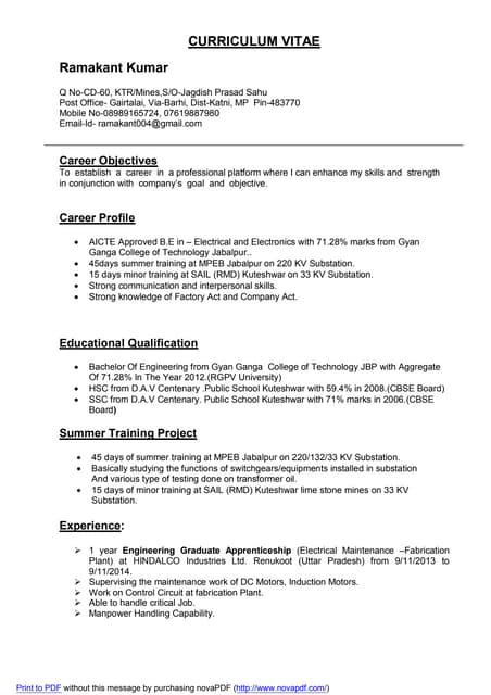 DHANANJAY RESUME without sem | PDF