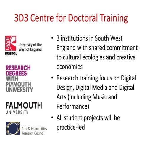 3d3 Consortium (Centres for Doctoral Training) | PPT