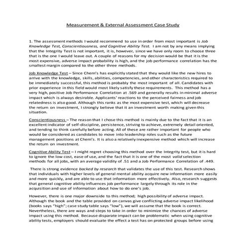 Measurement & External Assessment Case Study | DOCX