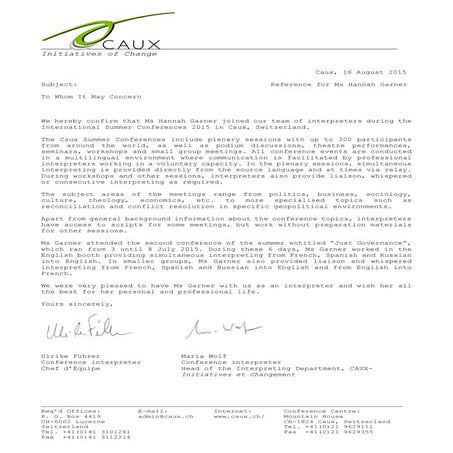 Caux Reference | PDF