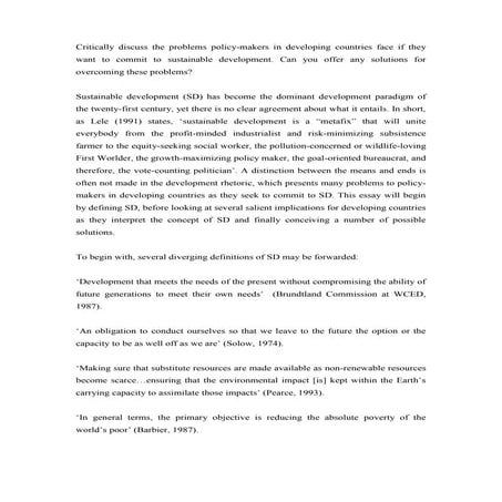 Extended Essay on Sustainable Development | PDF