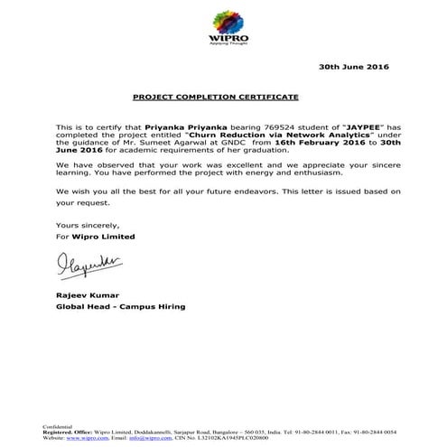Wipro Internship Certificate