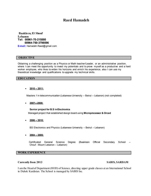 elias Shahin CV | PDF