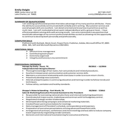 Emily Daigle Resume | DOCX