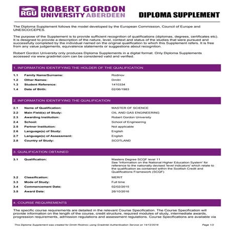 Diploma Supplement | PDF
